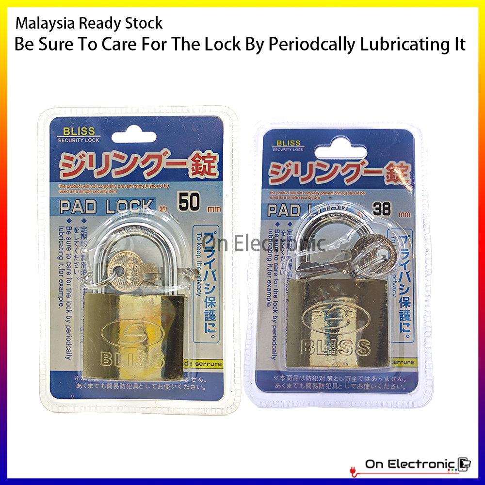 BLISS TITANIUM GOLD PLATED BRASS PAD SECURITY LOCK 锁头 20/25/32/38/50MM ...