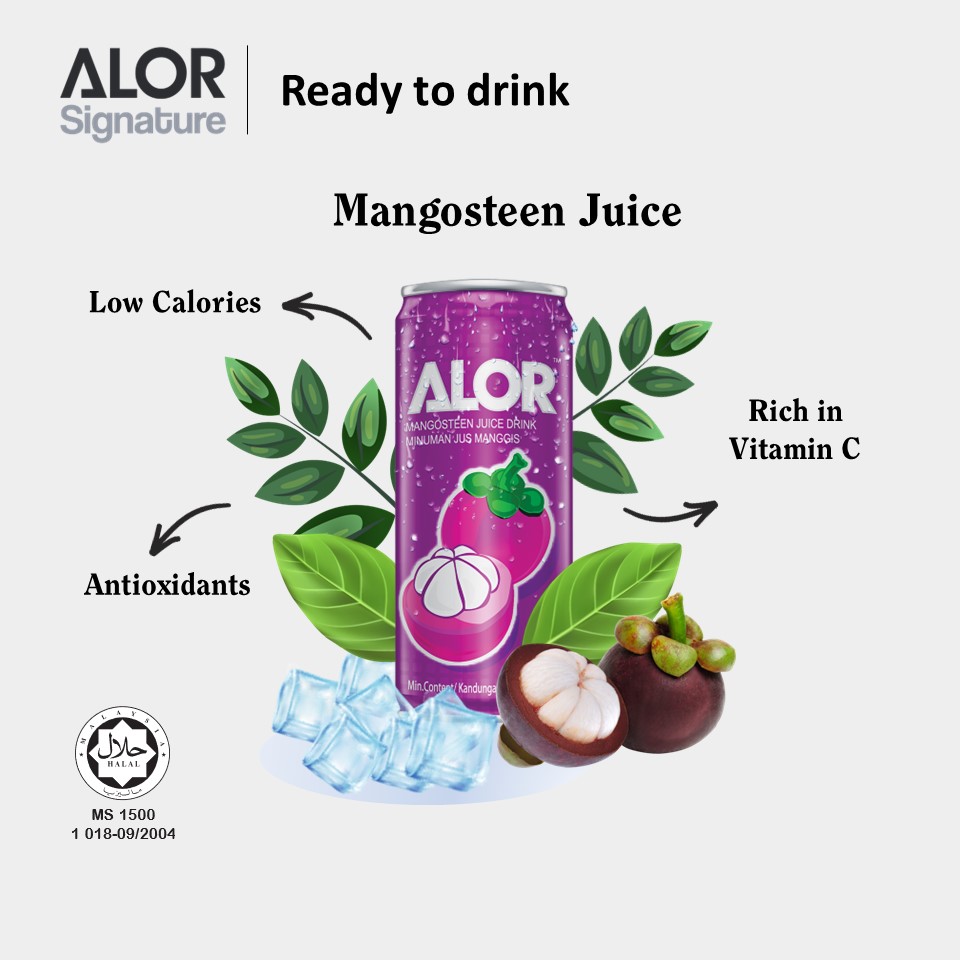 ALOR Jus Manggis Sedia Diminum (RTD)(240ml x 6 tin)/ ALOR Mangosteen ...