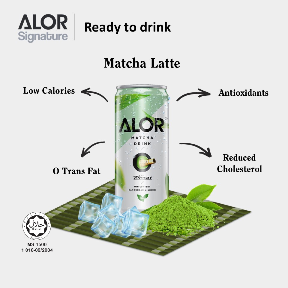 ALOR Matcha Latte Sedia Diminum (RTD)Ready-To-Drink (240ml x 6 tin ...
