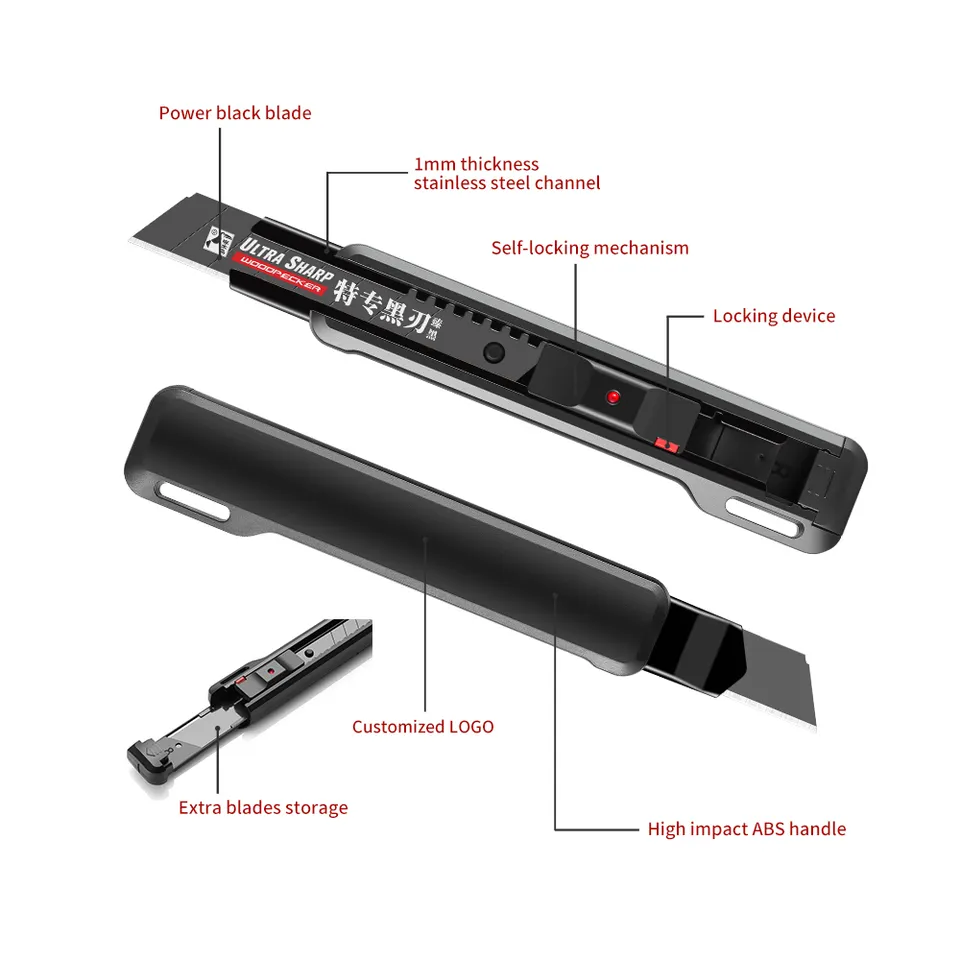 Ultra Sharp Utility Knife High Quality for Box Opener Black Pocket 3D ...