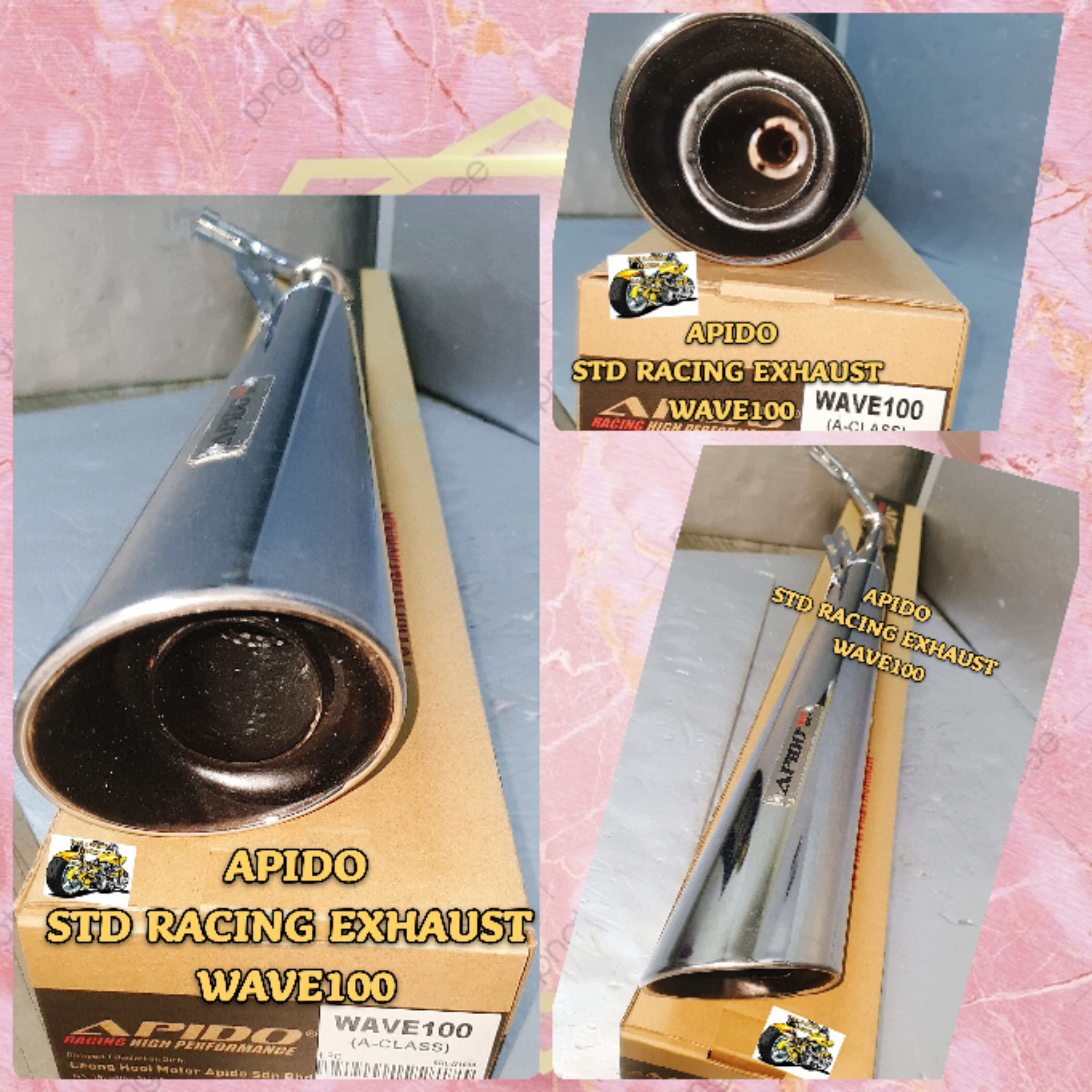 APIDO STD RACING EXHAUST PIPE STANDARD EKZOS MUFFLER WAVE100/ WAVE100R ...