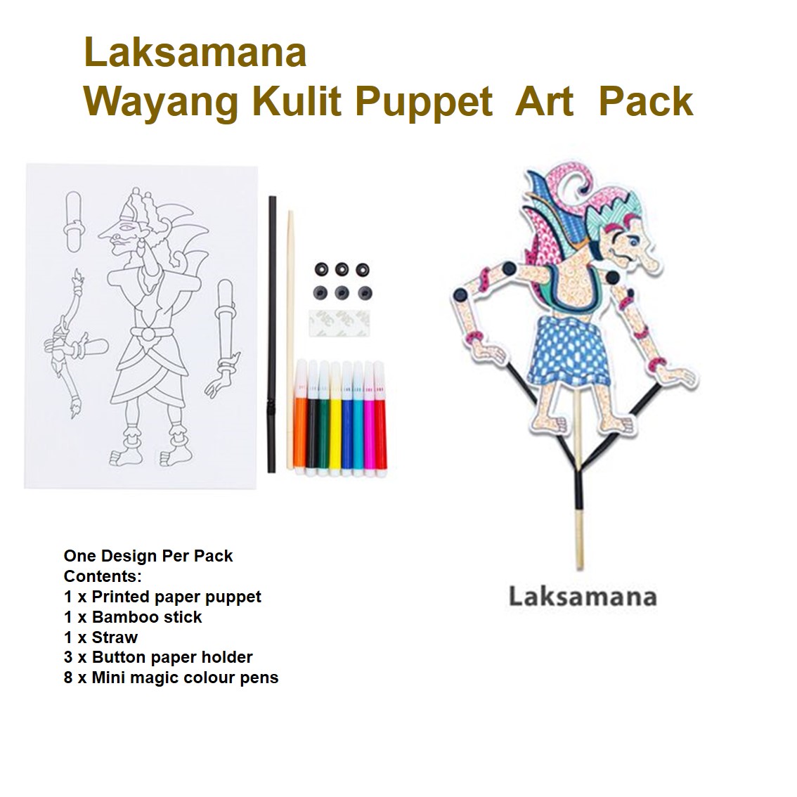 HLS DIY Wayang Kulit Puppet Craft Kit with Marker Pens Traditional ...