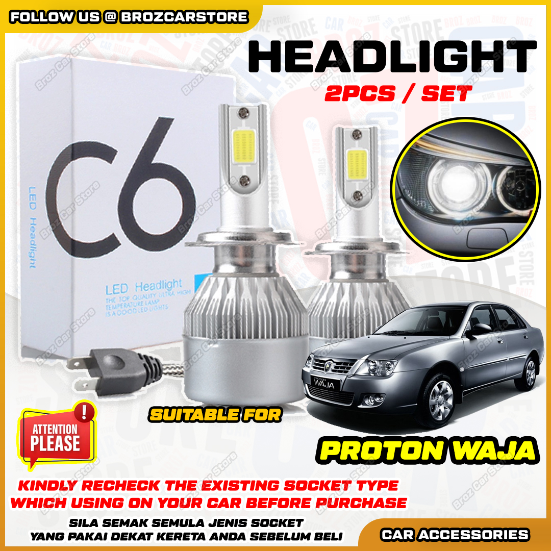 💡 Proton Waja ( Head / Fog Lamp ) C6 LED Light Bulb Car Headlight Auto ...