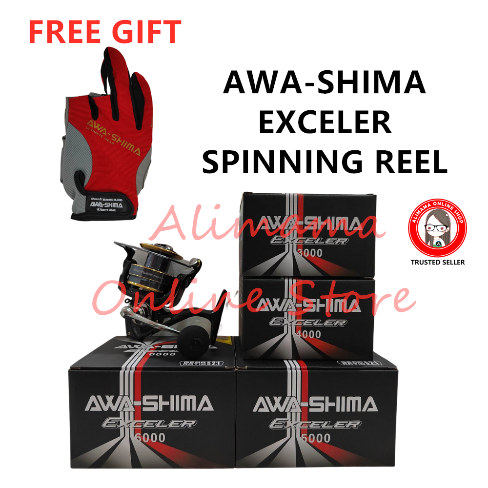 AWA-SHIMA EXCELER SPINNING REEL WITH HAND GLOVE | Shopee Malaysia