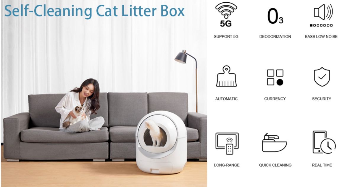 HMpet Fully Automatic Self-Cleaning Cat Litter Box Automatic Cat Litter ...