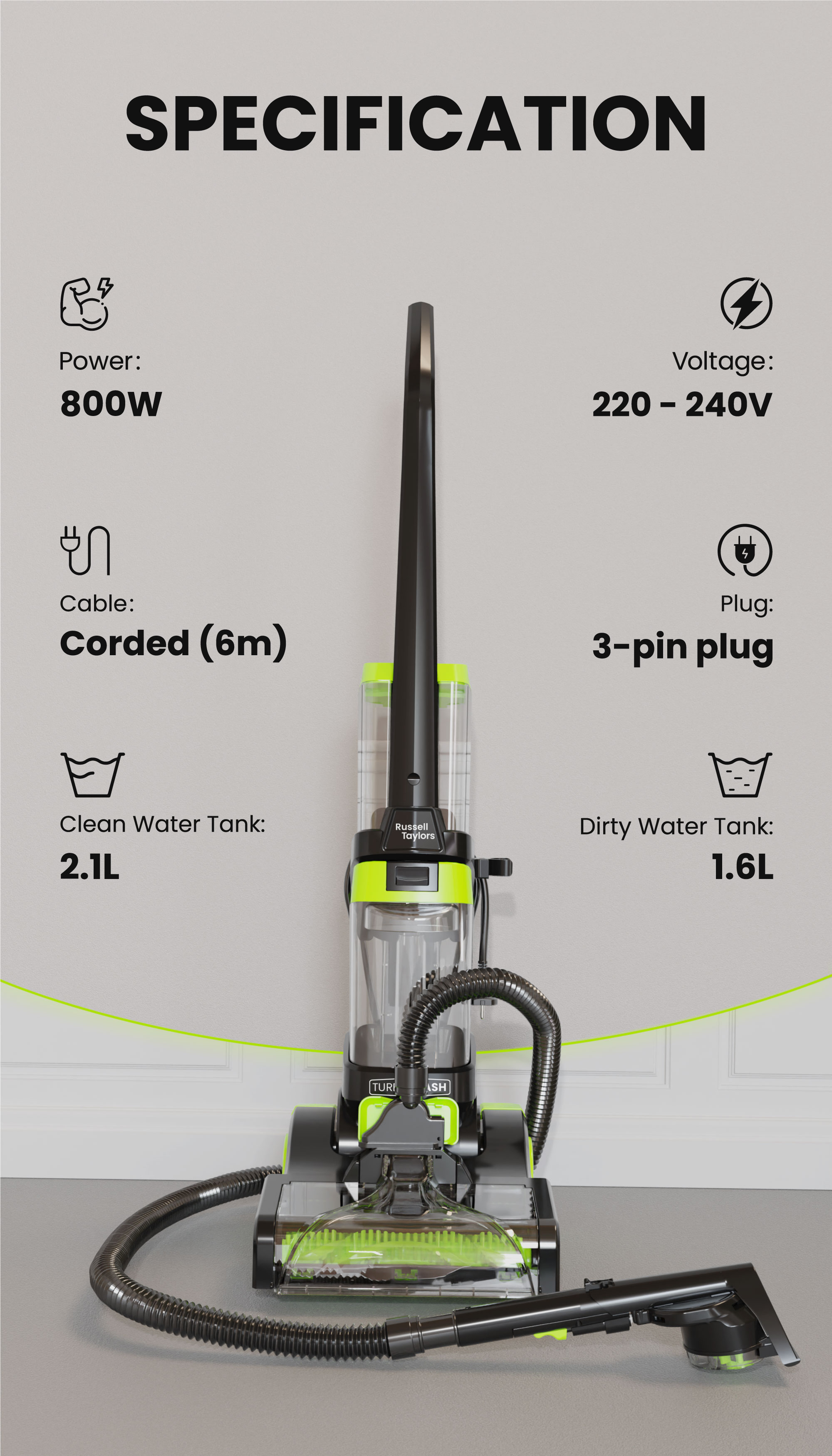 Russell Taylors Multi-Function Vacuum Cleaner Carpet Washer CW-800 ...