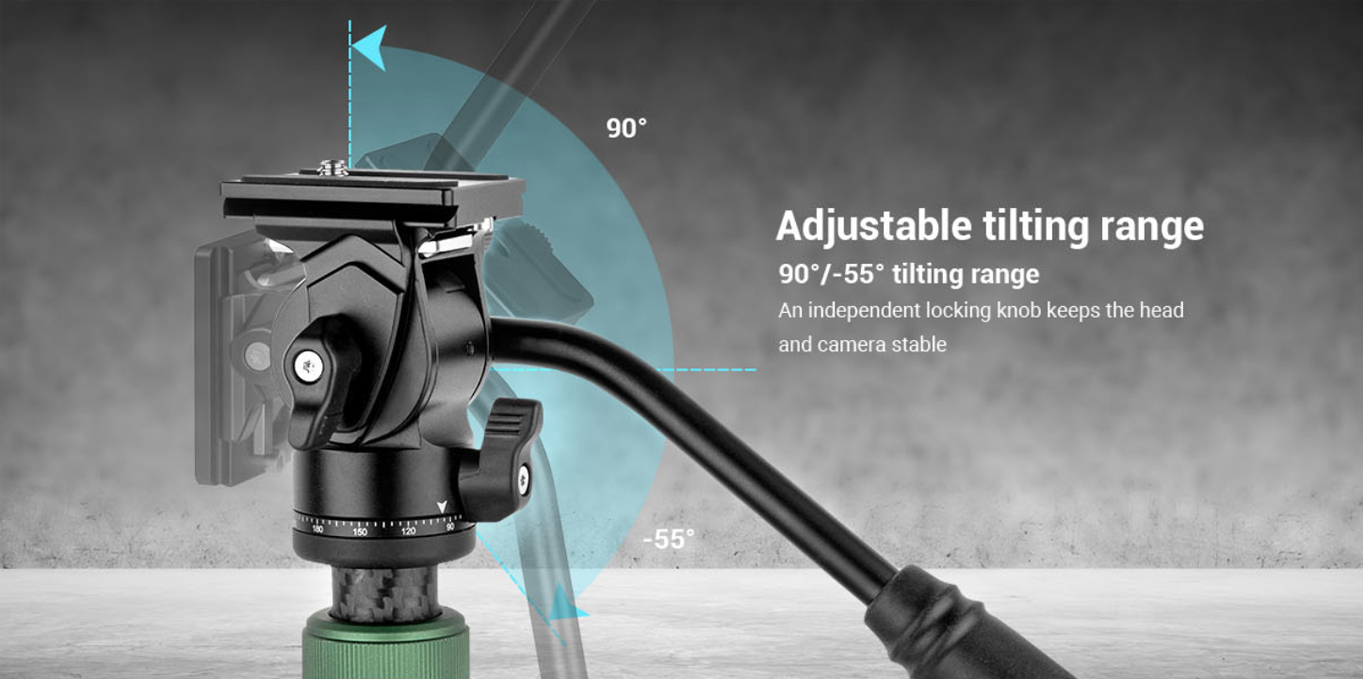 SmallRig Selection Tripod Fluid Head Pan Tilt Head with Quick Release Plate for Arca Swiss CH10 ...