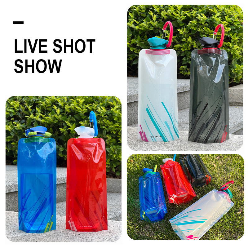 700ml Foldable Water Pouch Outdoor Portable Sports Water Bottle Bag ...