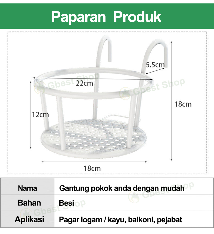 Outdoor Balcony Iron Flower Pot Holder Wall Rack Hanging Planter Stand ...