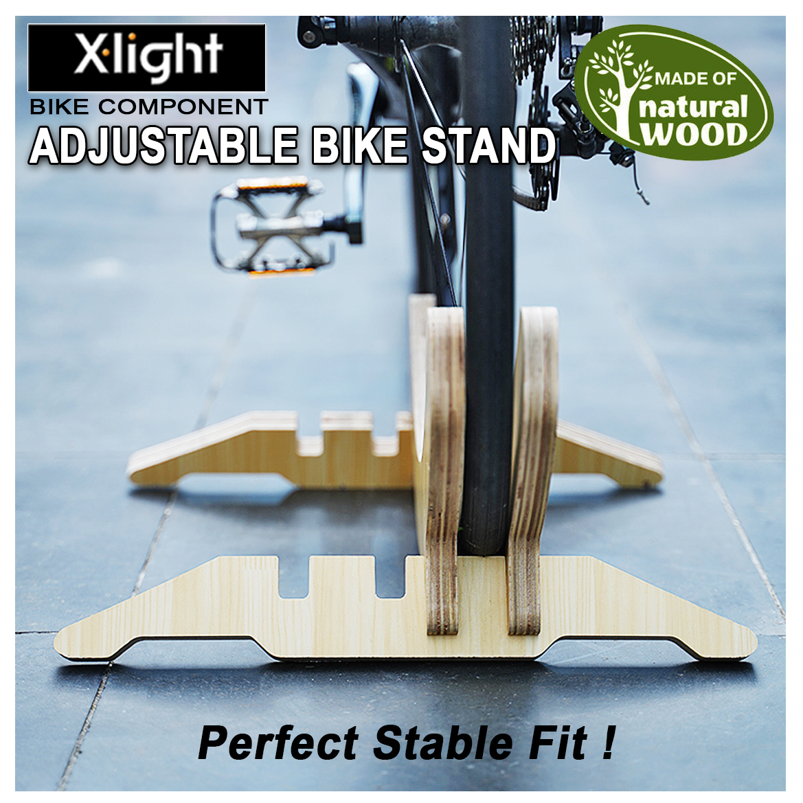 XLIGHT Wooden Adjustable Bicycle Parking Stand for Road Bike MTB ...