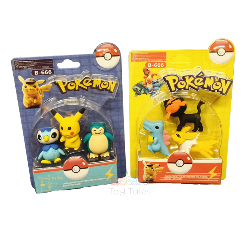 3D Pokemon Eraser Set 🍭 Kids Rubber Cute Stationery Stationeries Party ...