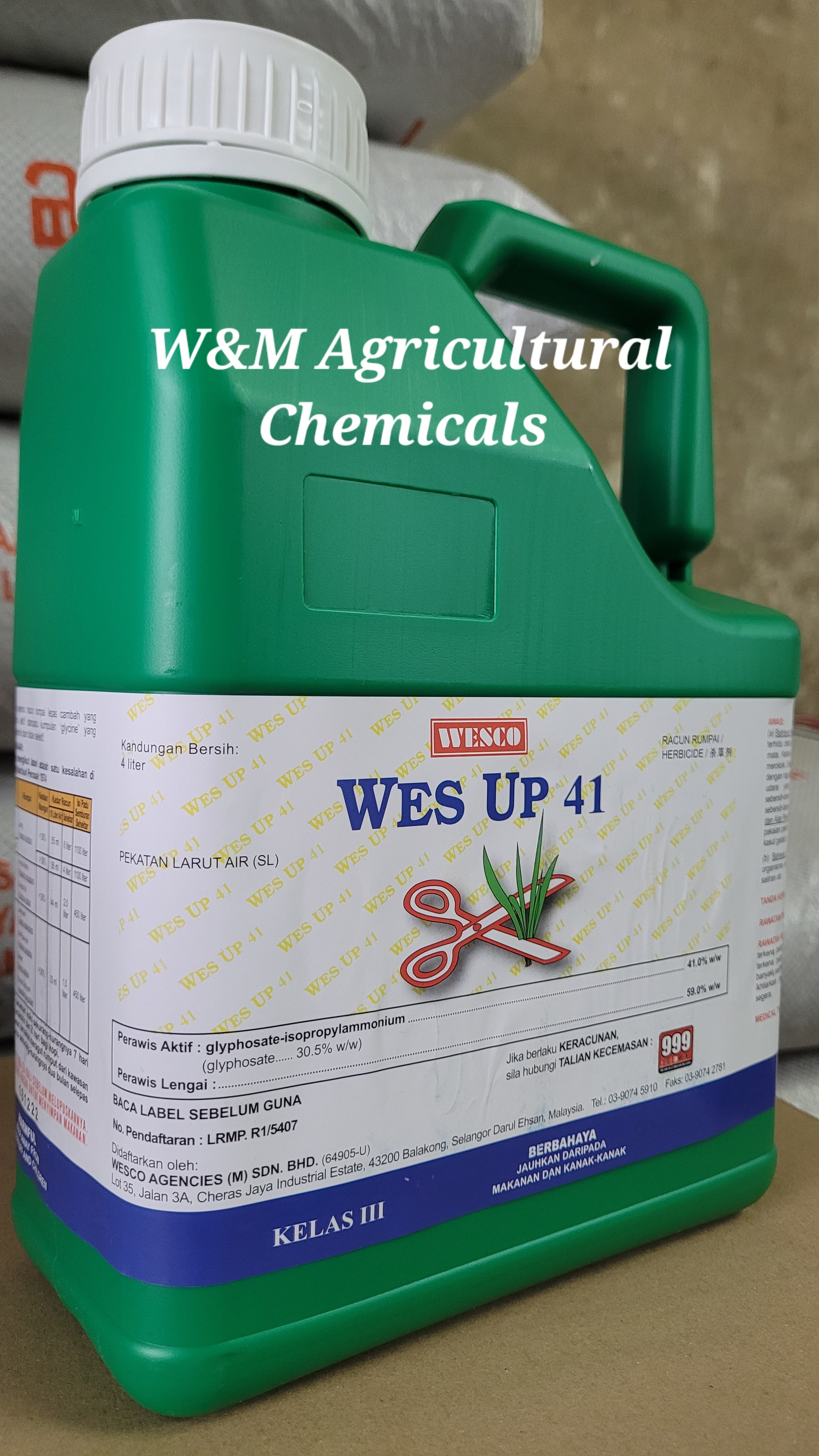 WES UP 4L 41% GLYPHOSATE Weed Killer Racun Rumput Rumpai Herbicide杀草剂 ...