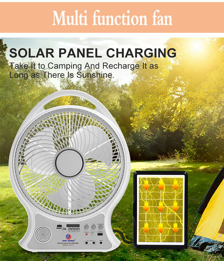 Rechargeable Fan, Battery Solar Powered Electric, Fan Solar Table ...
