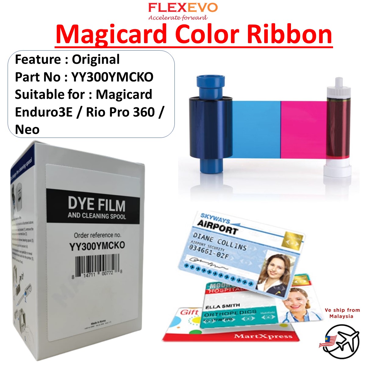 Magicard Enduro3E Enduro Neo Rio Pro 360 YY300YMCKO Original Dye Film ...