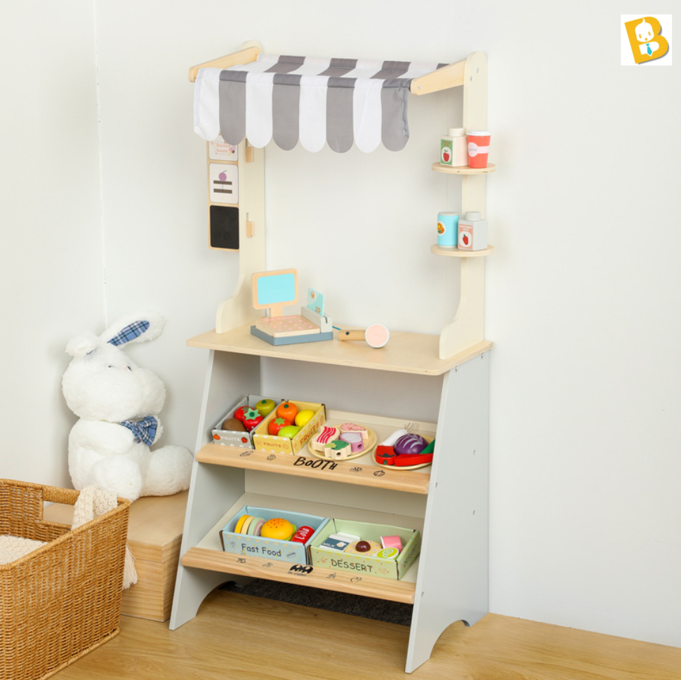 BabyBoss Wooden Fruit Snacks Food Cart Supermarket Push Cart Toy ...