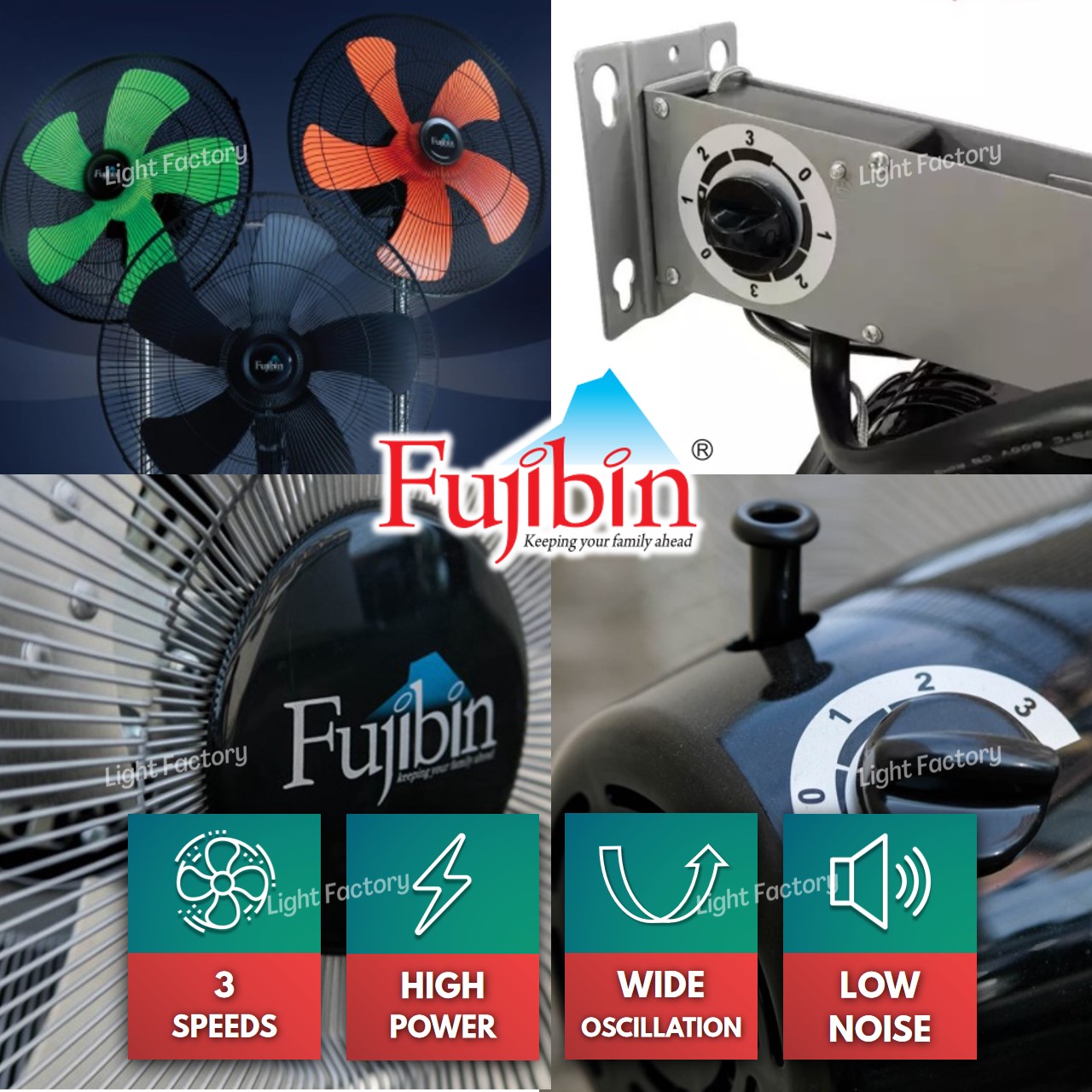 【SIRIM】FUJIBIN Heavy Duty Industrial Fan/ Wall Fan/ Floor Fan/ Stand ...