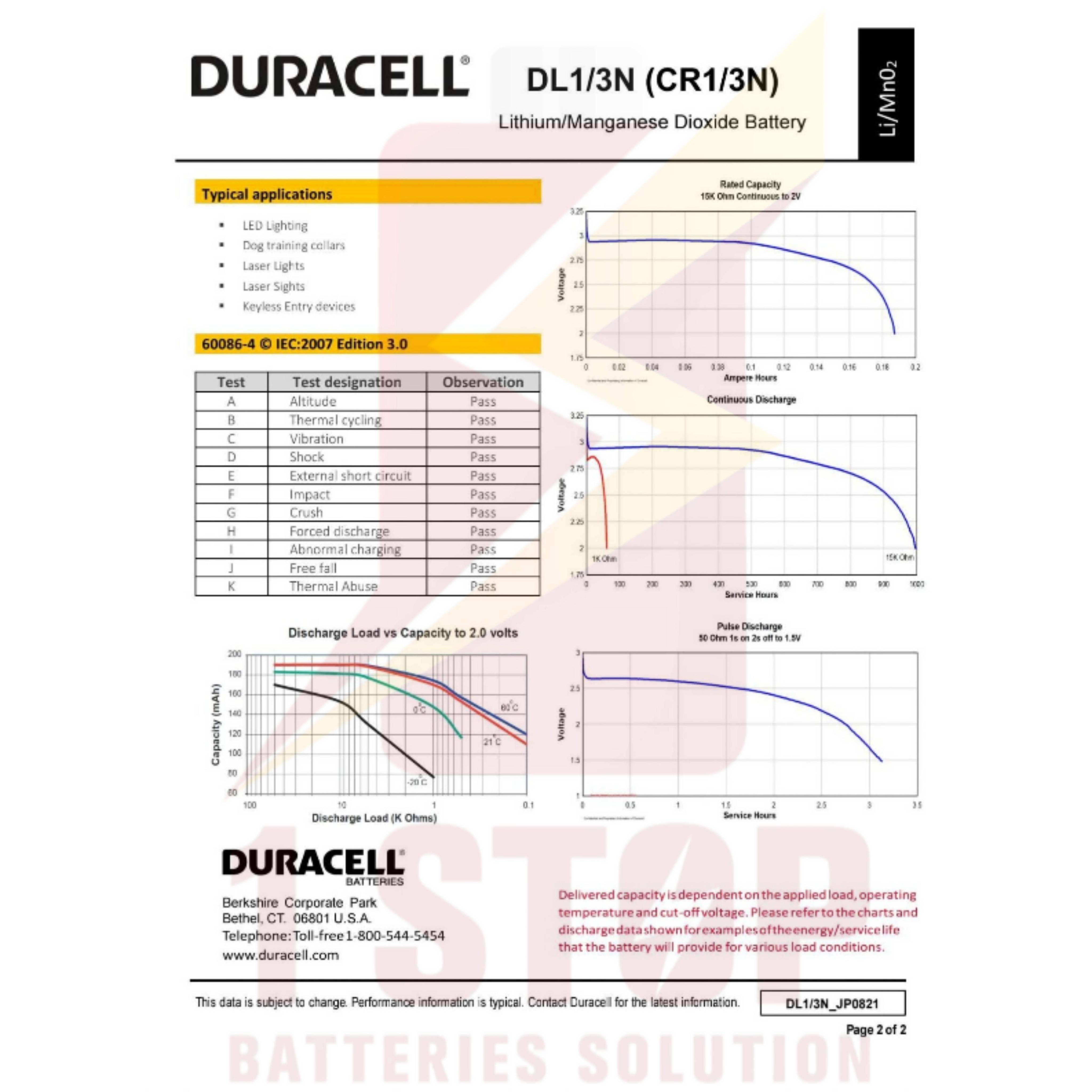 Original Duracell 3V DL1/3N CR1/3N CR-1/3N CR13N M6 M7 Lithium Battery ...