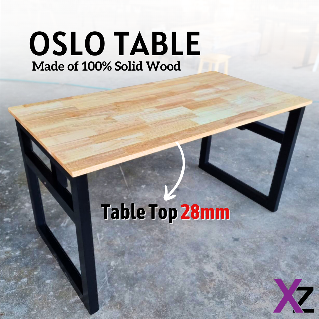 Oslo Table made of 100% Solid Rubberwood 28mm Study Table Office Table Meja Belajar Meja Makan ...
