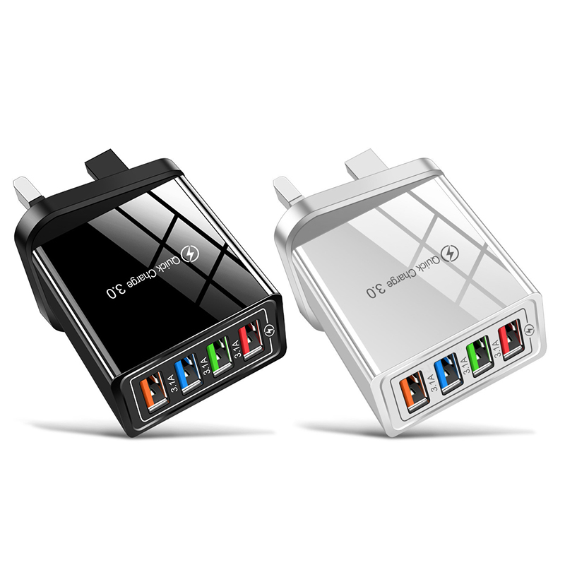 Portable Fast Charging Adapter 24W 4 USB Port Mobile Charger Adapter QC ...