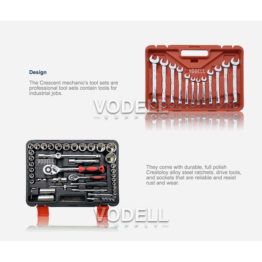 VODELL 61pcs Combination Socket Wrench Ratchet Spanner Tools Set Box ...