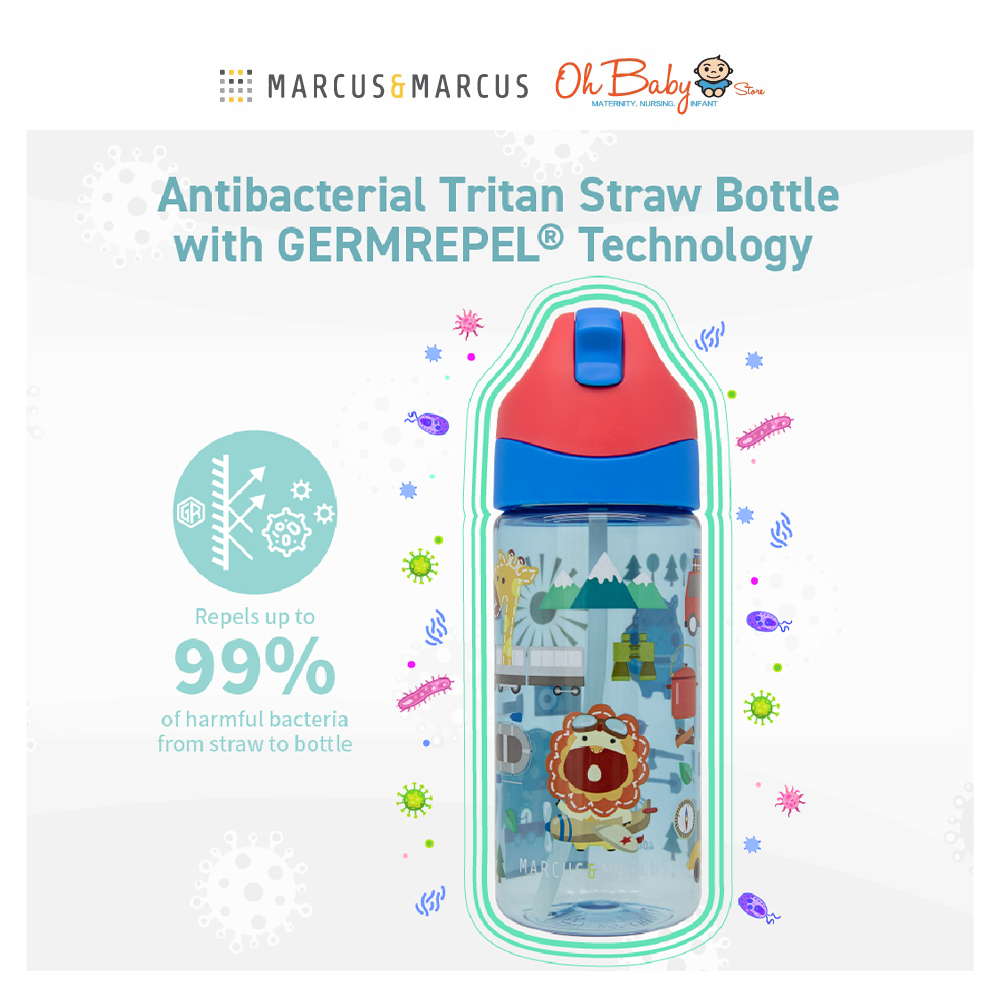 Marcus & Marcus Germrepel Tritan Straw Bottle (400ml) | Shopee Malaysia