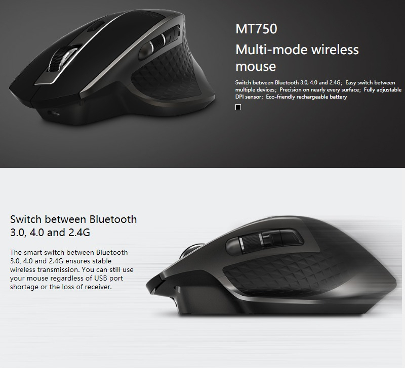Rapoo MT750L / MT750S Rechargeable Multi-mode Wireless Mouse Easy ...