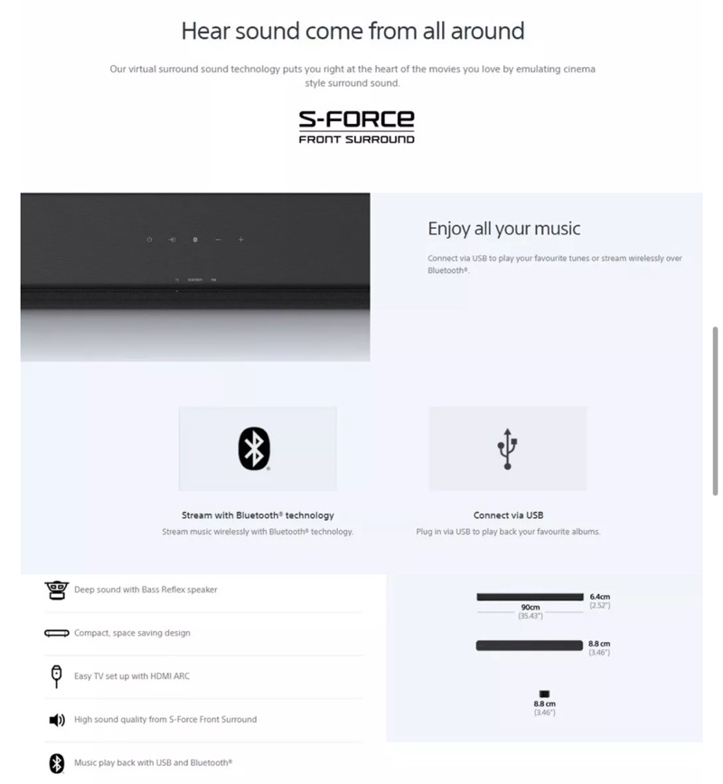 (RM312 after 10% cashback) Sony 2ch Single Soundbar with Bluetooth® technology HT-S100F | Shopee ...