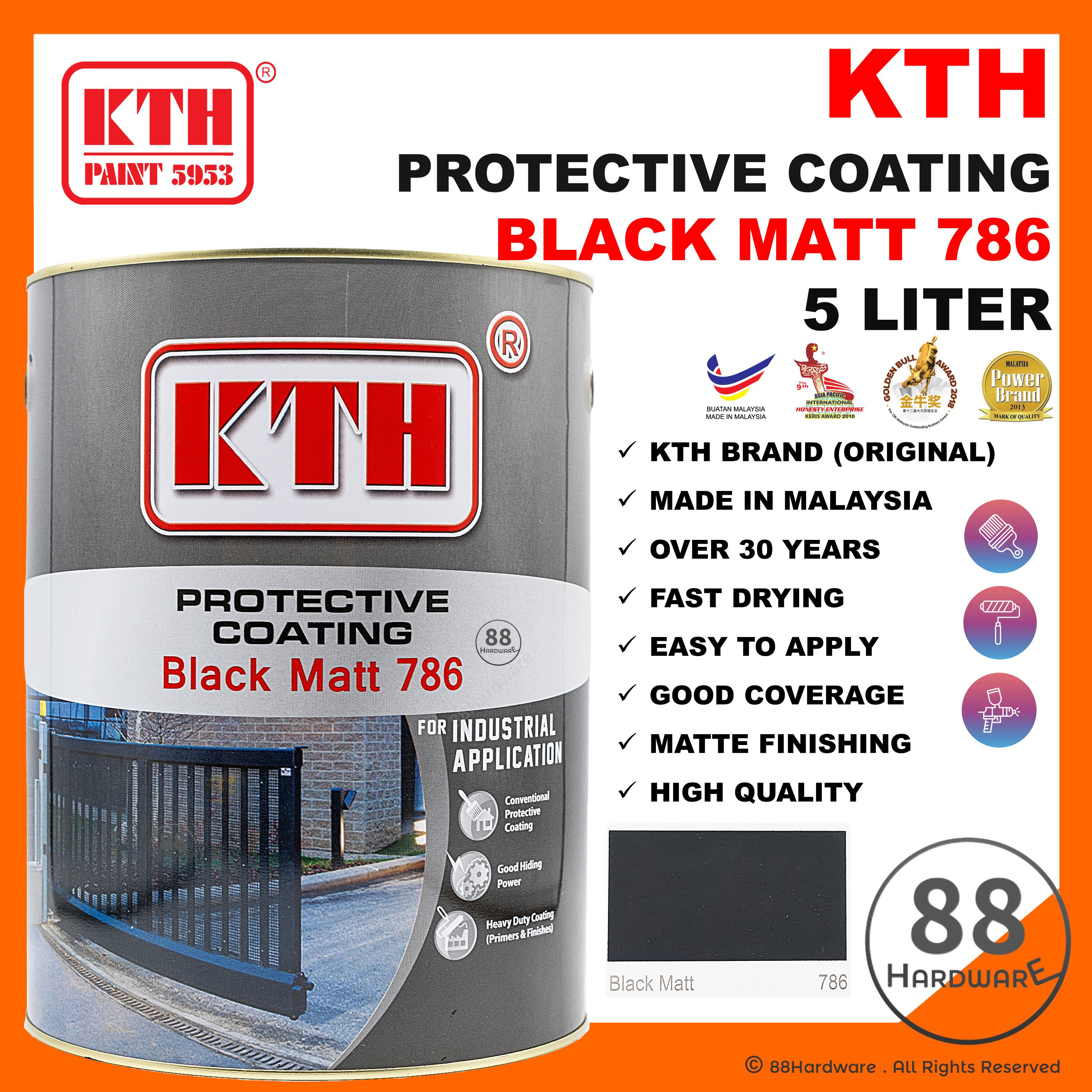5L KTH 786 matte black paint cat besi / cat hitam matte / cat kayu wood ...