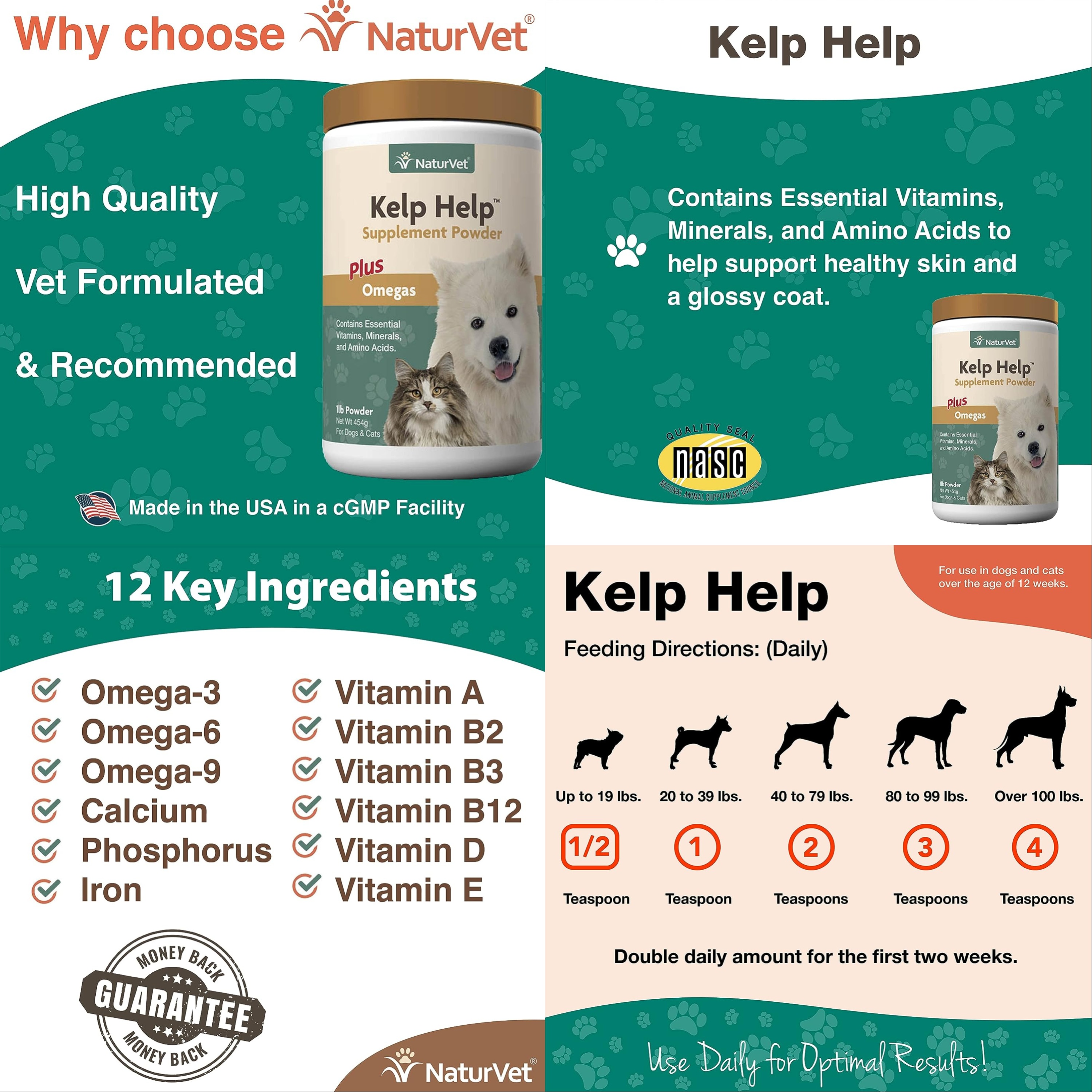 *LIMITED OFFER*NATURVET Kelp Help Supplement Powder Plus Omegas For ...