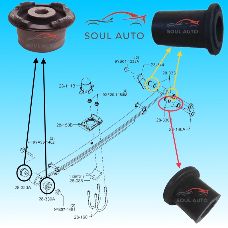 Ford Ranger T6 Mazda BT50 Rear Leaf Spring Bush Set Full Set 12pcs ...