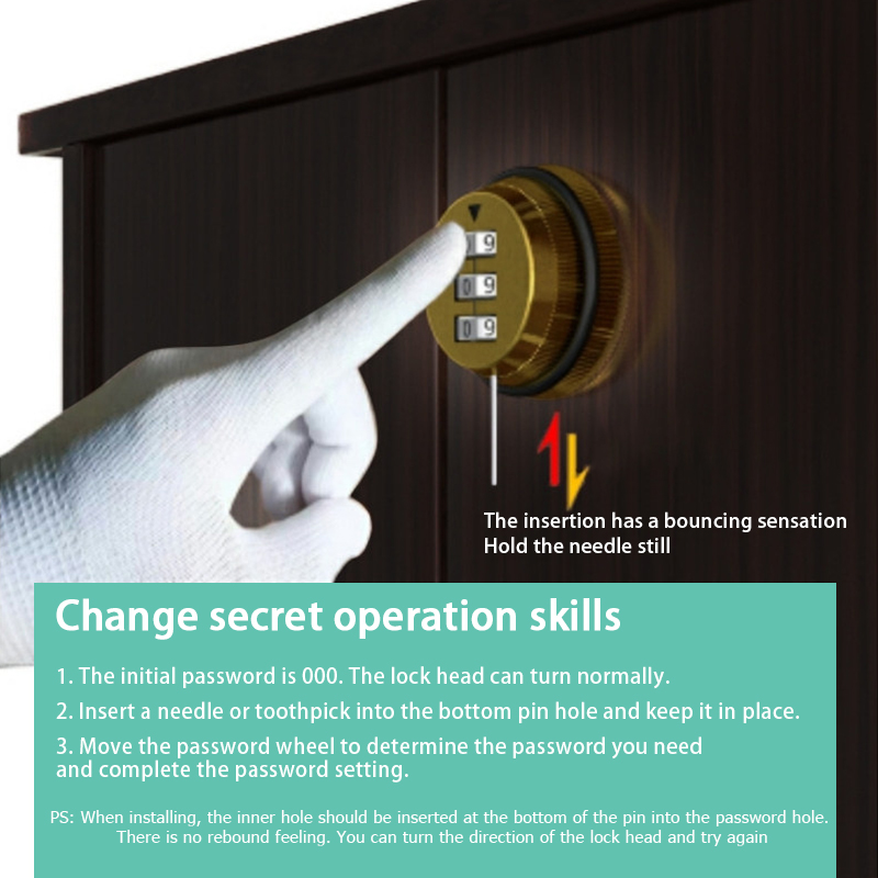 3Digit Drawer Combination lock Combination Keyless 3Digit Number ...