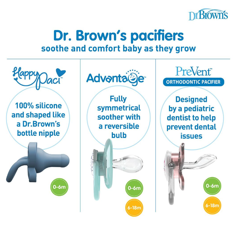 Dr. Brown's Advantage™ Glow in the Dark Pacifiers, Stage 1 for 0 ...