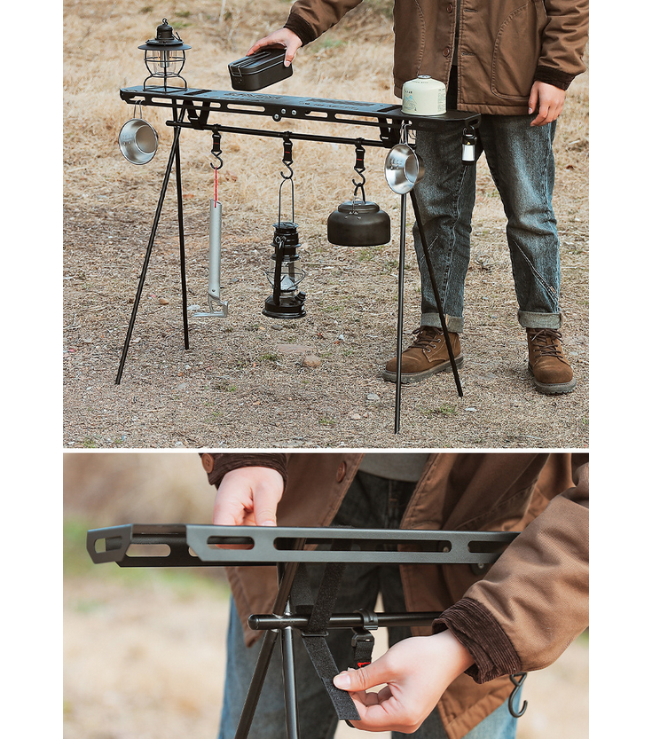 Outdoor Triangle Hanging Rack Aluminum Mesh Camping Hanger Cookware ...
