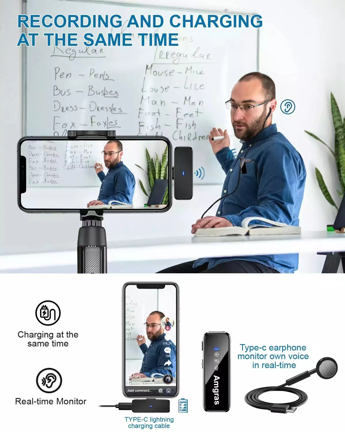 Amgras SoundMeta III Pro ANC Wireless Lavalier Microphone With ANC ...