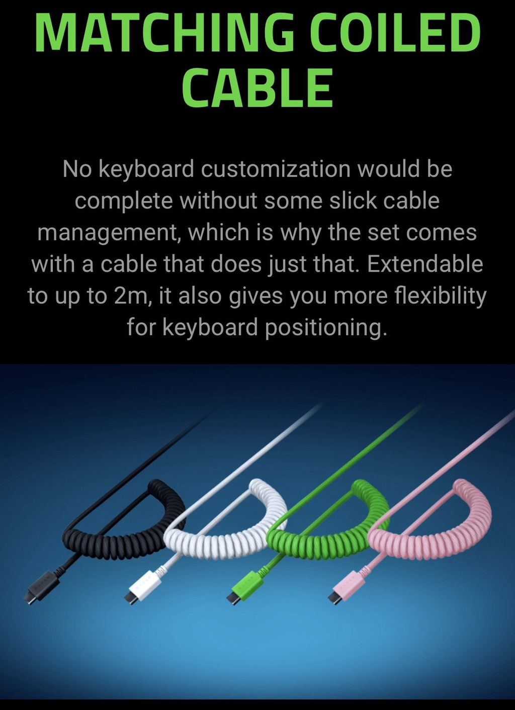 Razer PBT Keycap + Coiled Cable Upgrade Set - Colored Doubleshot PBT ...