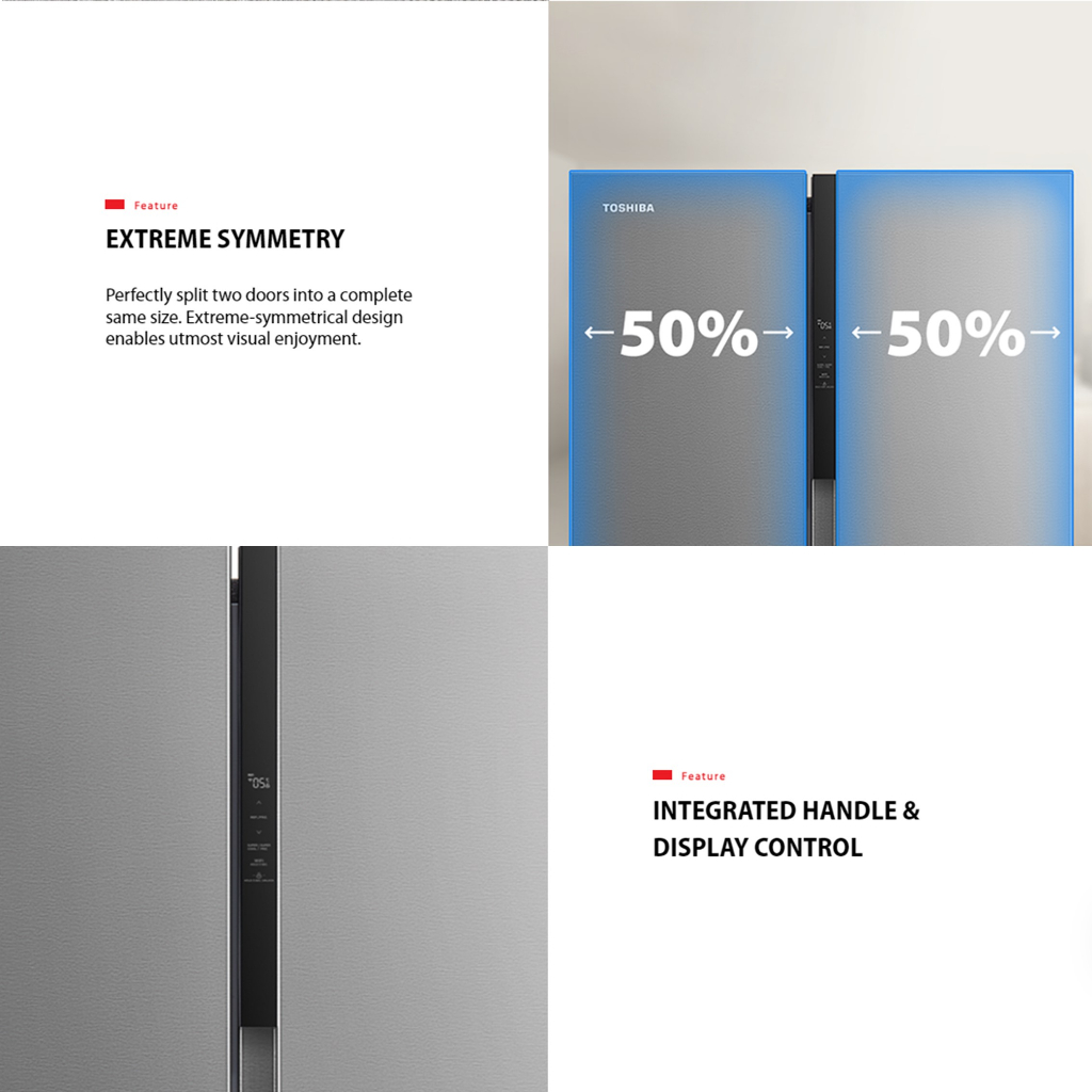 Toshiba Peti Sejuk 530L Inverter, Smart Control, Side By Side Fridge ...
