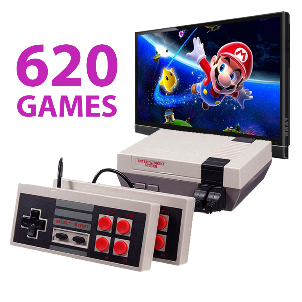 𝟮 𝗣𝗟𝗔𝗬𝗘𝗥𝗦 》620 Games Dual Controller Console AV Output 8 Bit Classic ...
