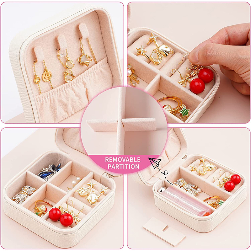 𝗔𝗡𝗧𝗜 𝗦𝗖𝗥𝗔𝗧𝗖𝗛 》 PU Leather Jewelry Storage Box Jewellery Organizer Case Necklace Earrings Holder ...