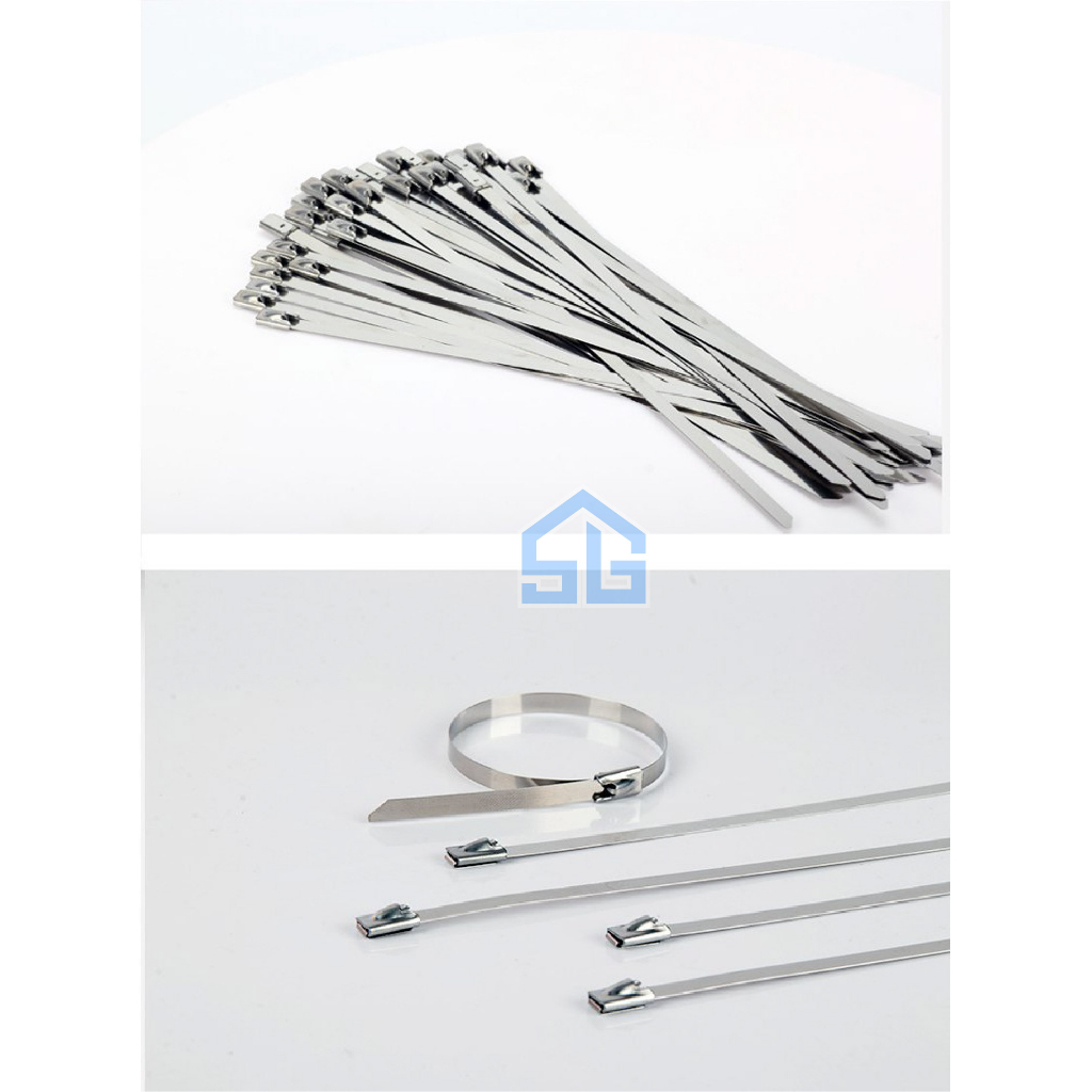 100Pcs Multi-Purpose Locking Cable Metal Zip Ties Stainless Steel Cable ...