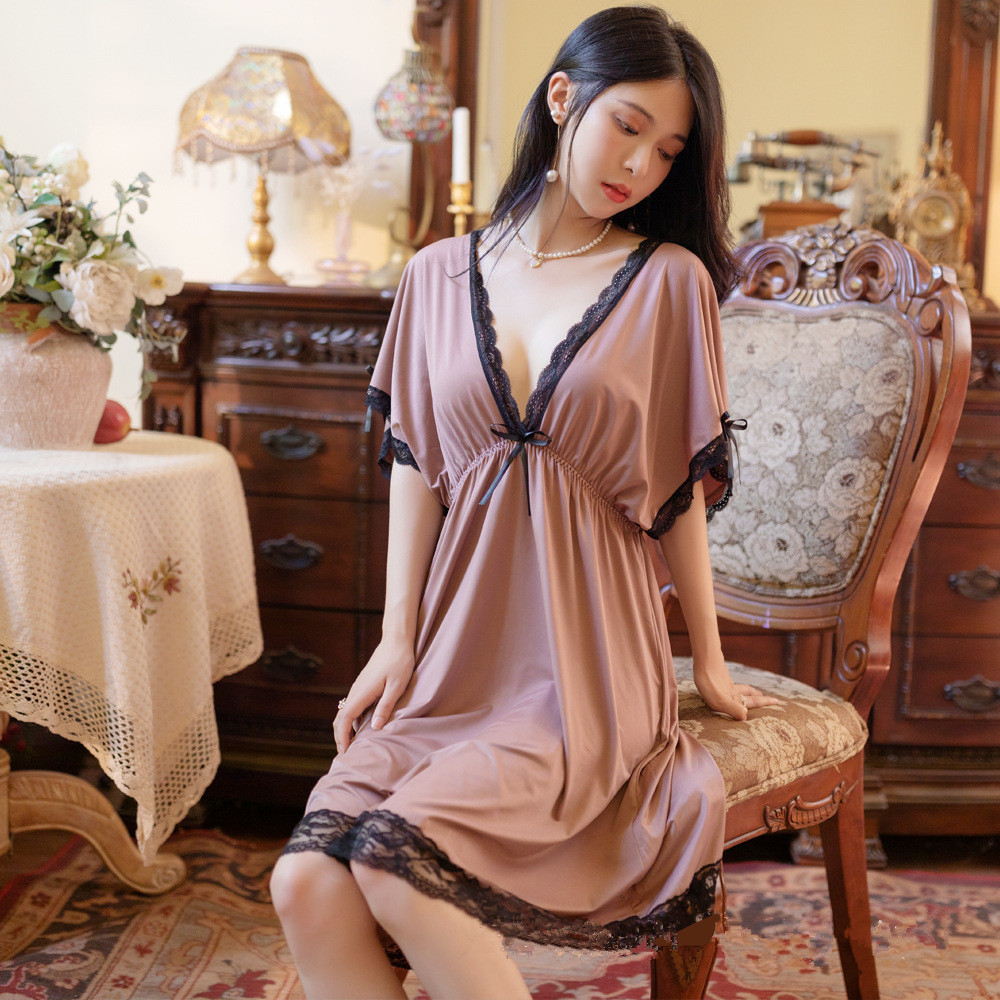 Deep-V Babydoll Dress Women Sleepwear Sexy Lingerie Baju Tidur Seksi Wanita MS801 (4 Color ...
