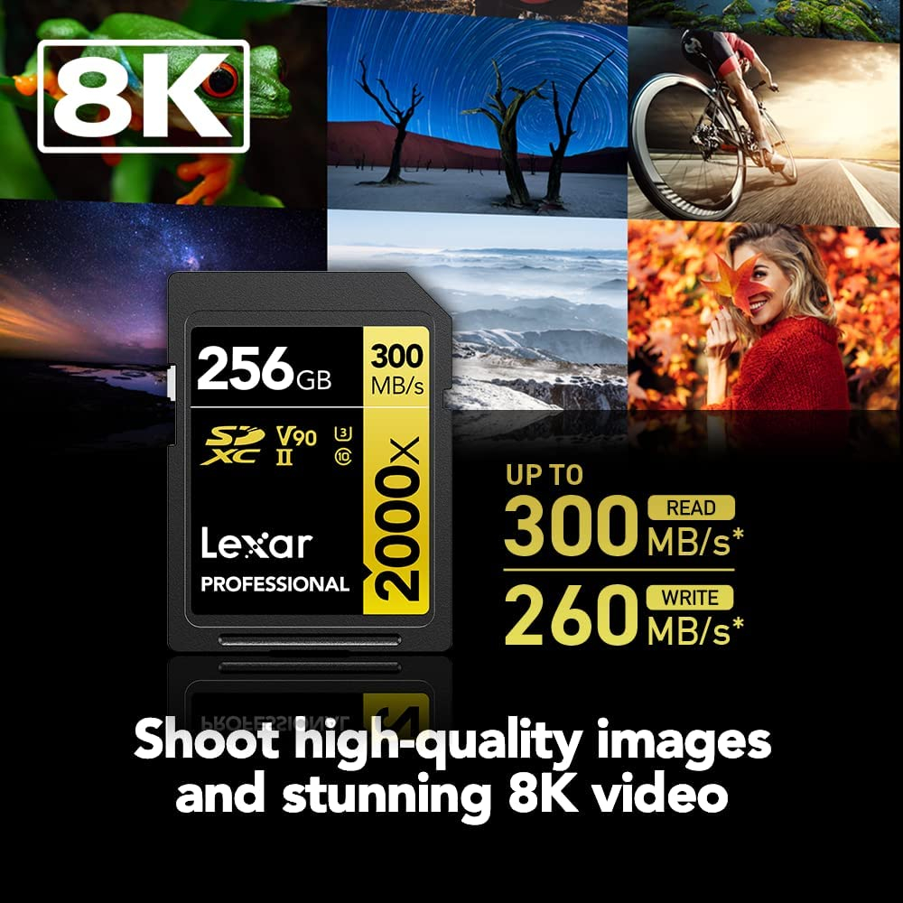 Lexar Professional 2000X 64GB, 128GB 256GB SDHC SDXC UHS-II Memory SD ...