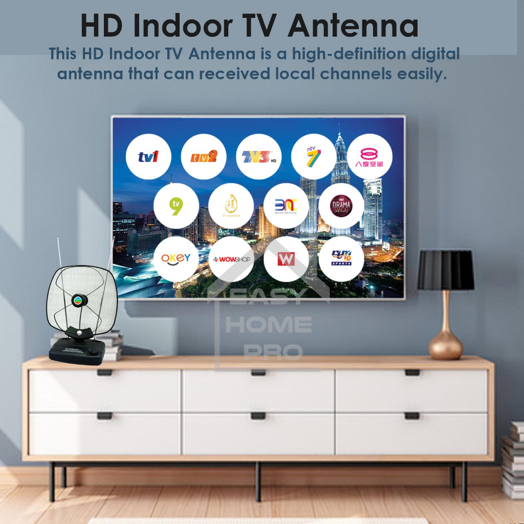 HARMONIC 567A DIGITAL TV ANTENNA INDOOR ANTENNA WITH BOOSTER WATCH MYTV ...