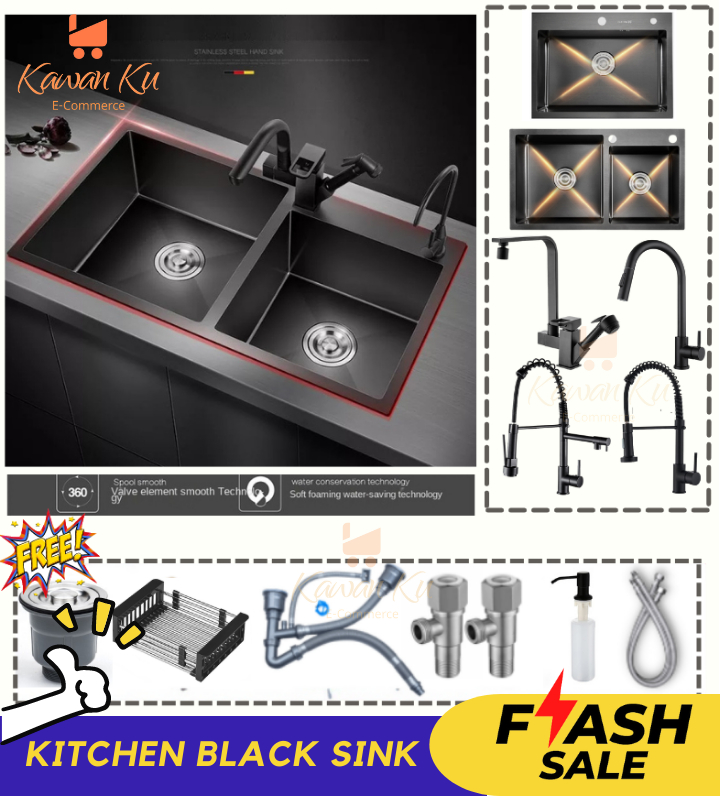 Premium 304 Stainless Steel Sink Black Kitchen Sink Double Handmade ...