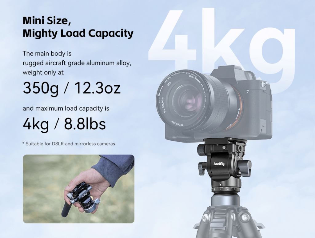 SmallRig Tripod Fluid Video Head with Leveling Base, Quick Release Plate for Arca Swiss and ...