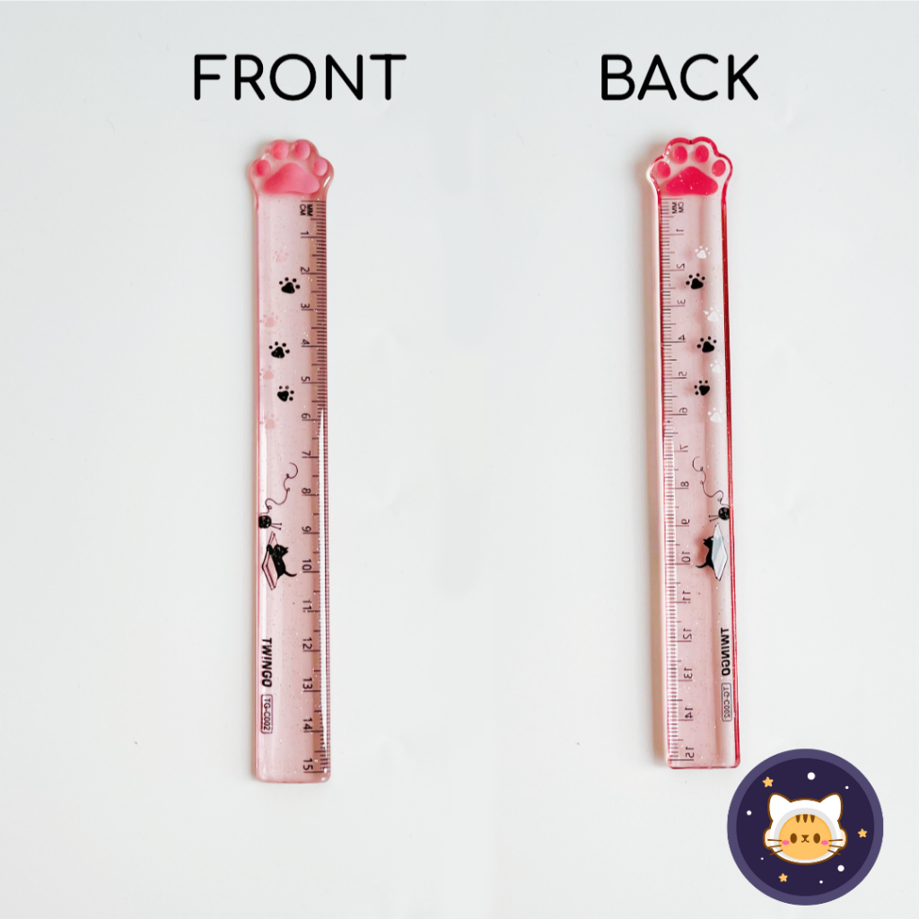 OYEN PLANET Cute Cat Paw Transparent 15cm Short Ruler Pembaris Kecil ...