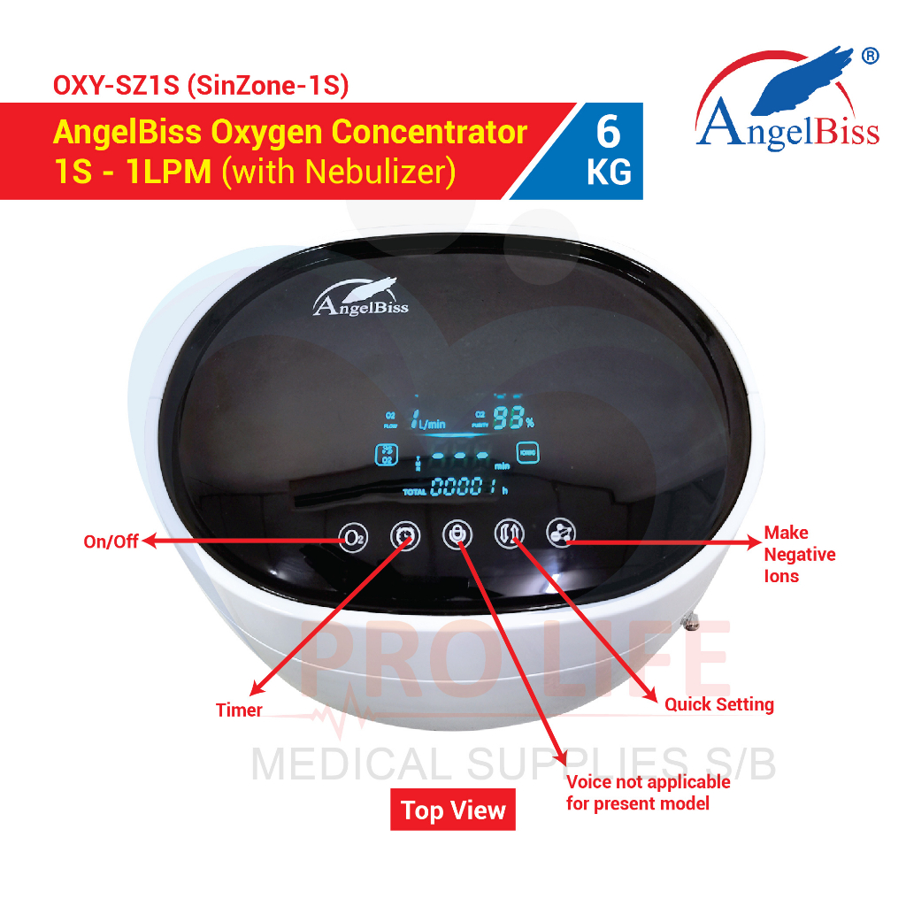 AngelBiss Oxygen Concentrator 1S - 1LPM (with Nebulizer) OXY-SZ1S ...