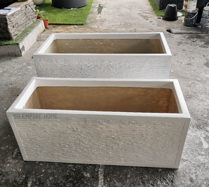 RUDI PB7 White Texture Planter box Fiberglass Flower Pot Pasu Bunga ...