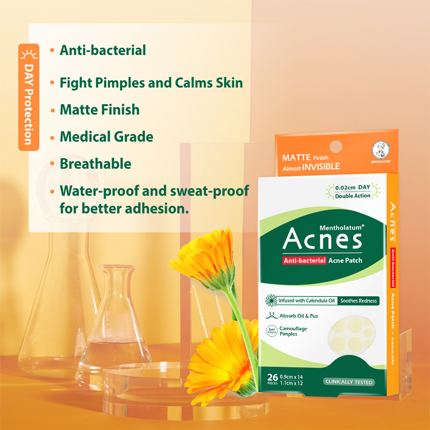 Mentholatum Acnes Anti-Bacterial Calendula Day Patch 26's [Acne Care ...