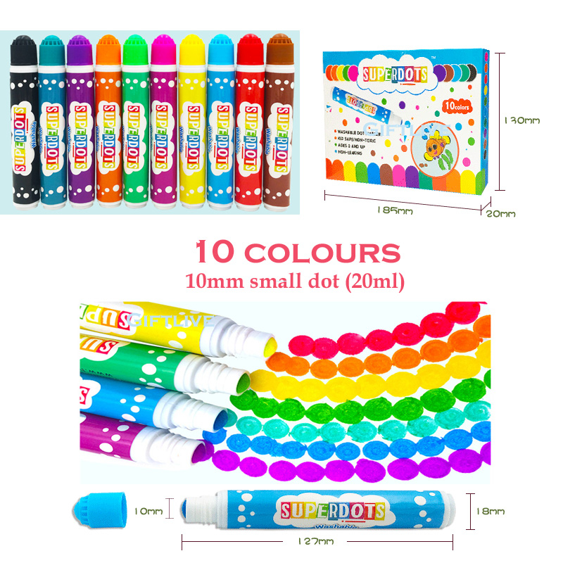 SUPERDOTS Art Dot markers Set 10 Colours Craft painting Art superdot ...