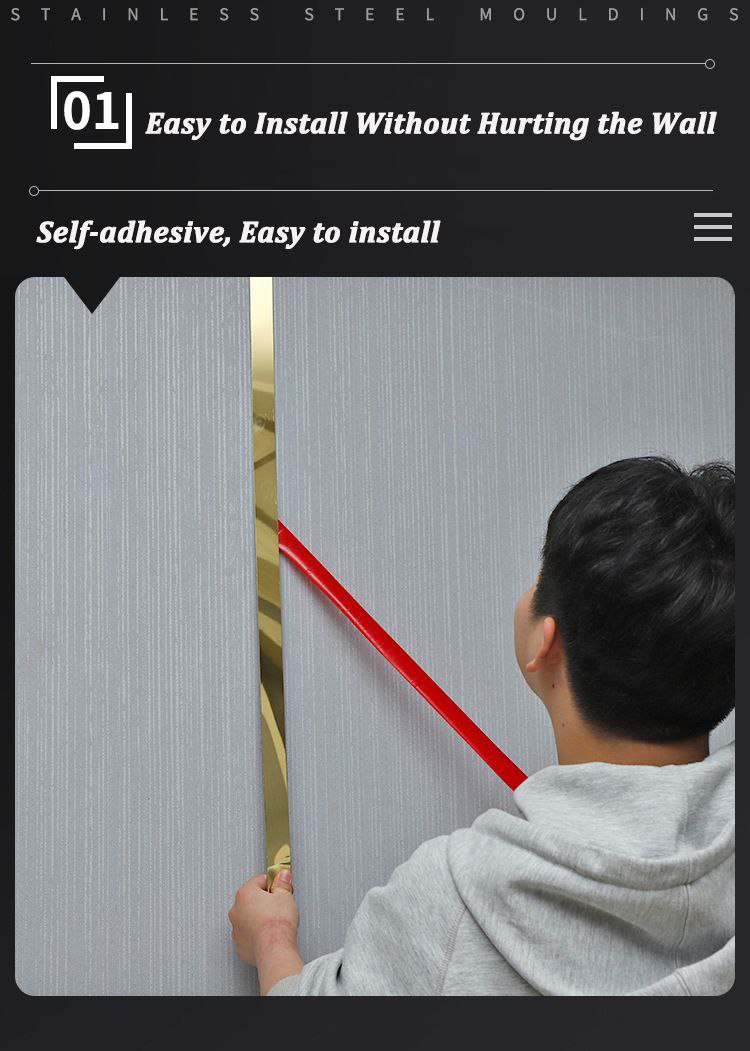 5 Meter Mirror Stainless Steel Decorative Strip for Background Wall ...